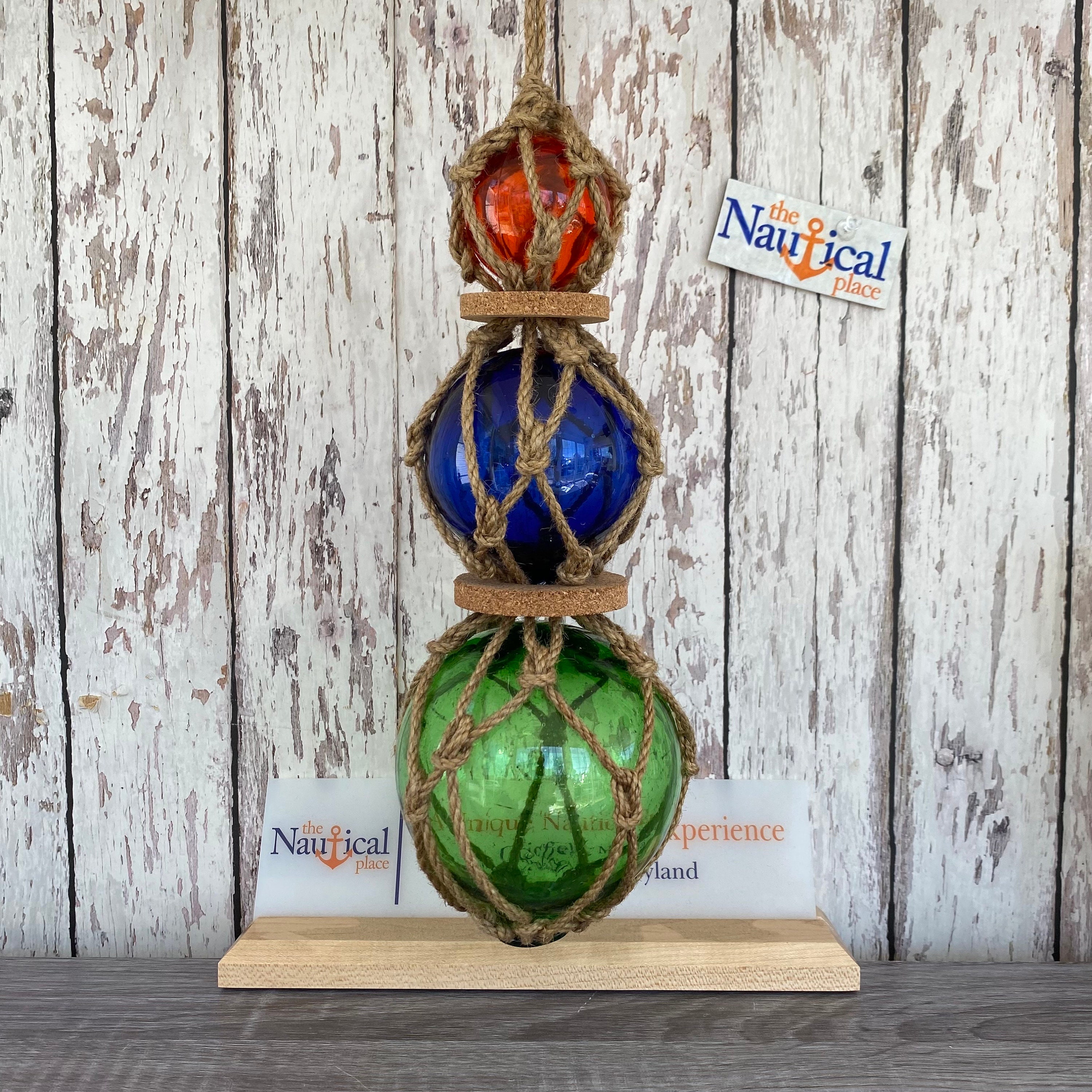 Glass Fishing Floats On Rope - Fish Net Buoy Ball - Nautical Decor ...