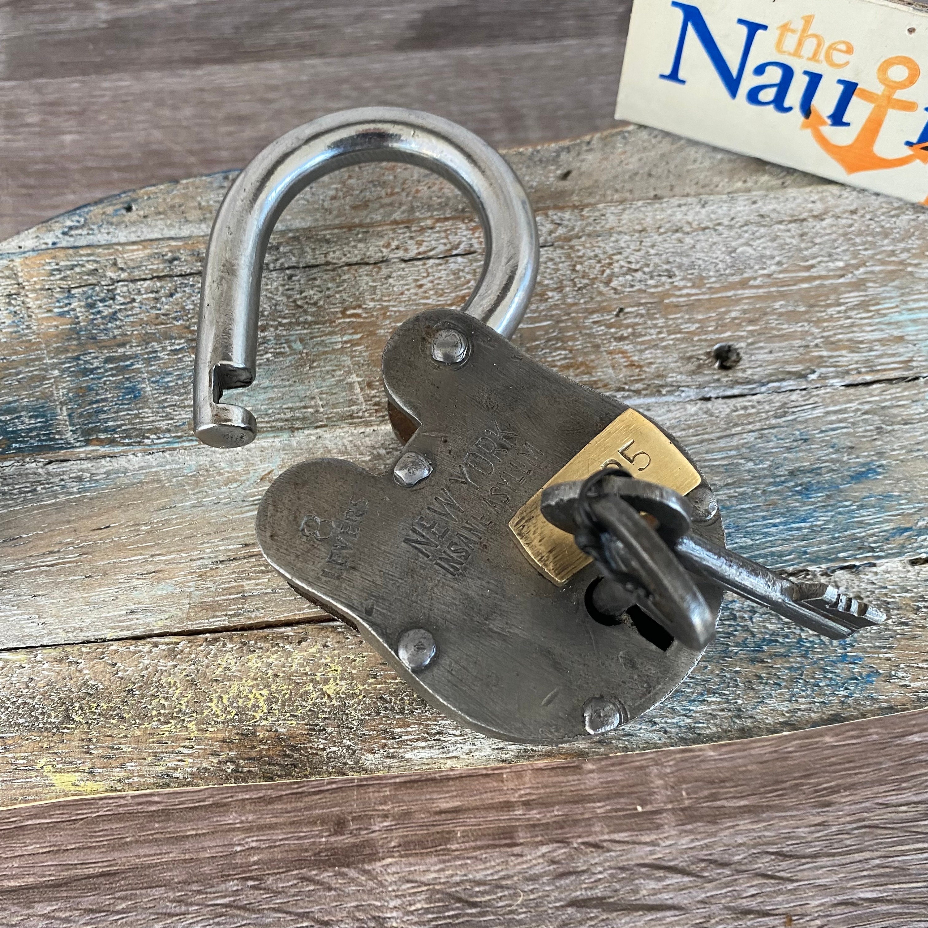 Old Style Iron Lock and Keys w/ Brass Keyhole Cover - Insane Asylum ...