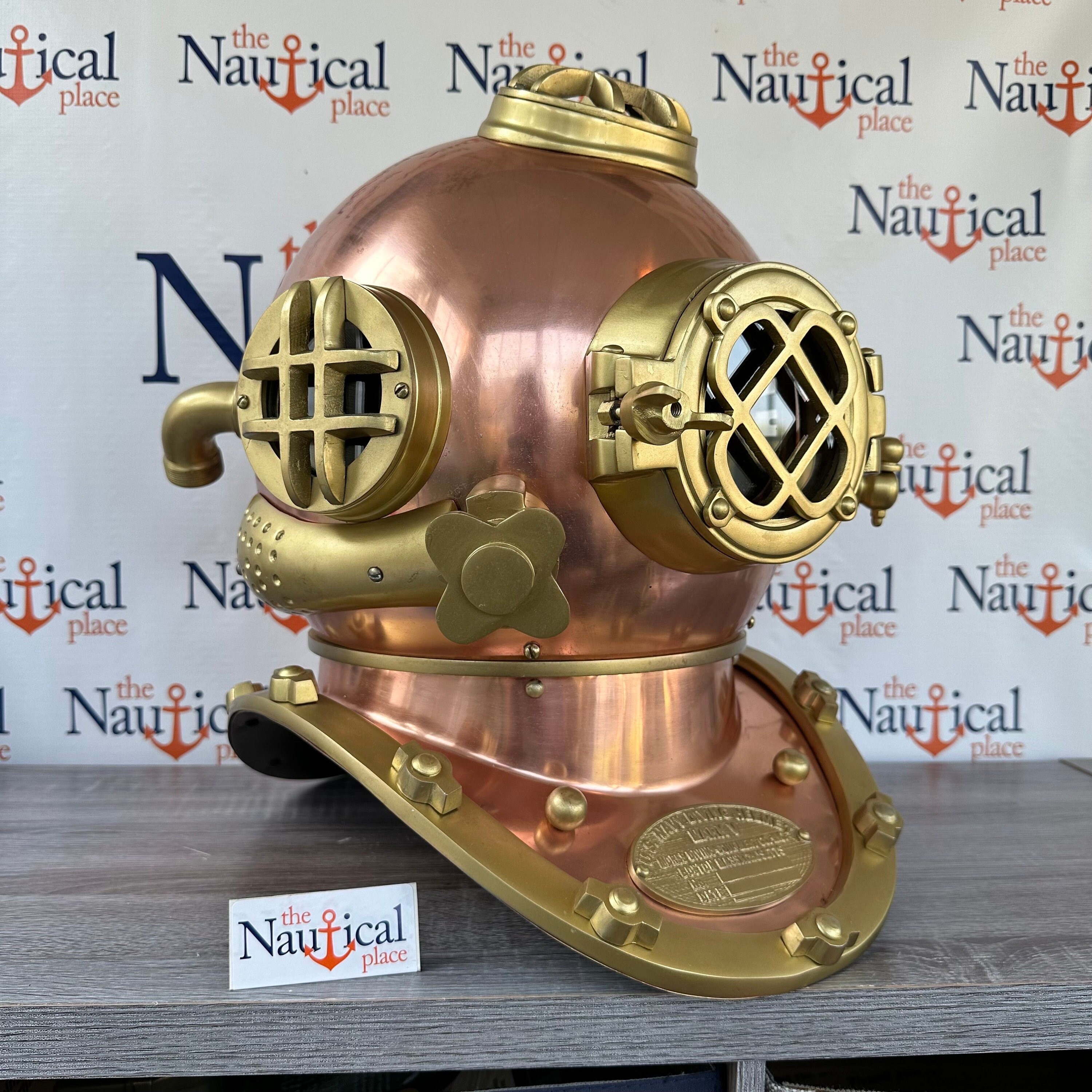 Copper & Antique Brass Finish Diver Helmet, Full Size Mark V Diving ...