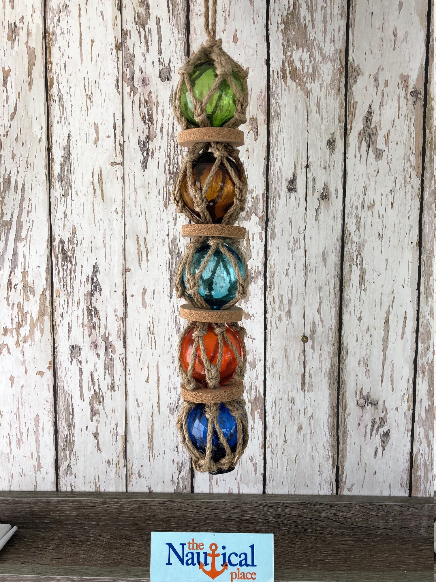 5 - 2 Glass Fishing Floats On Rope - Fish Net Buoy Ball - Nautical ...