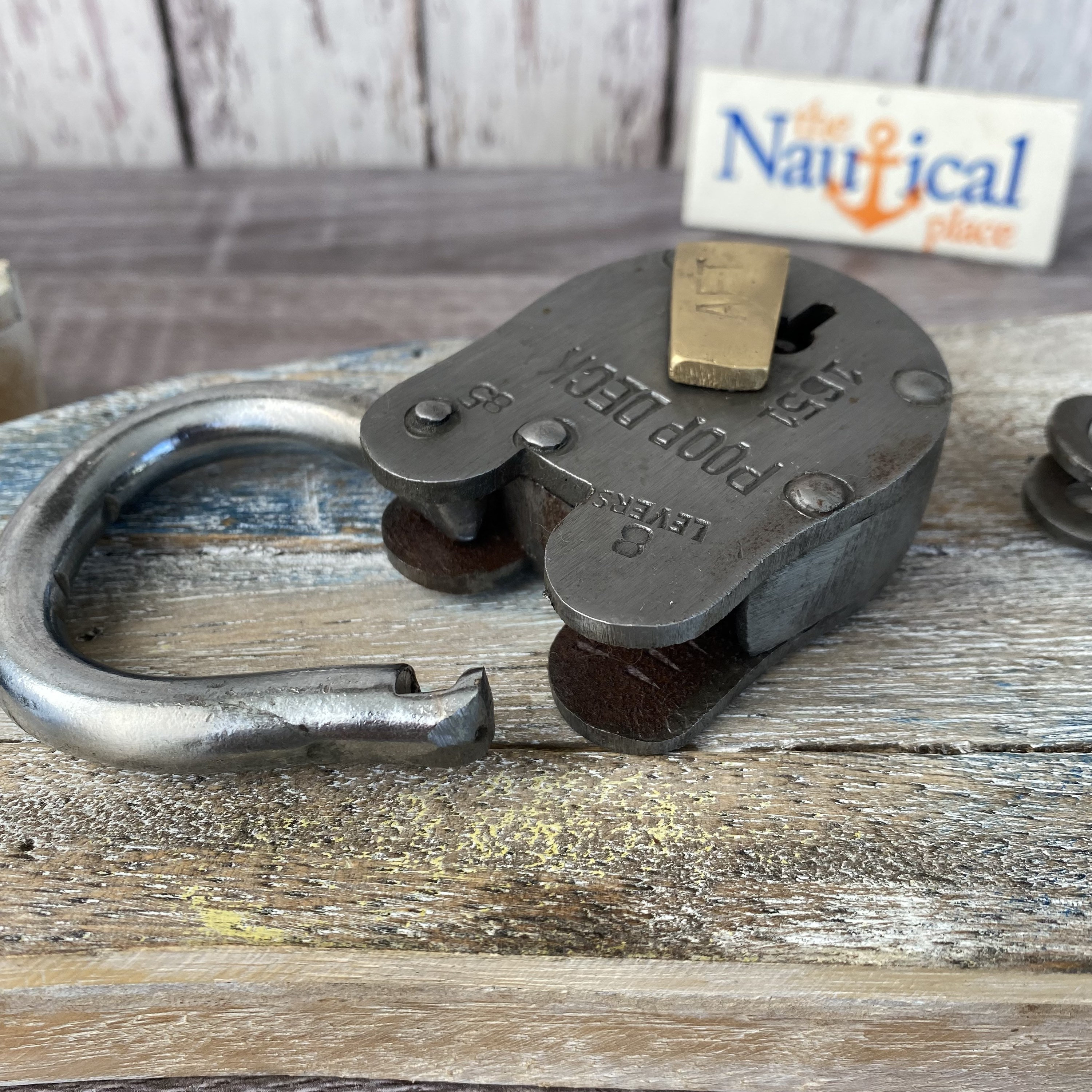 Old Style Iron Lock and Keys w/ Brass Keyhole Cover - Poop Deck ...