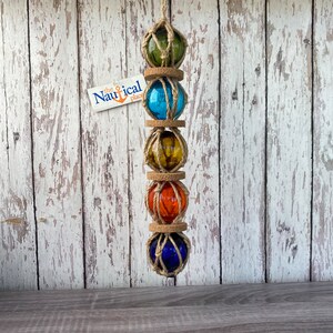 Glass Fishing Floats on Rope Fish Net Buoy Ball Nautical - Etsy