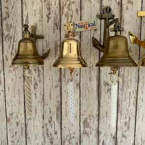 Rope Bell Pull W/ 2 Brass Shackles & Ring - Braided Knot Lanyard - Hand ...