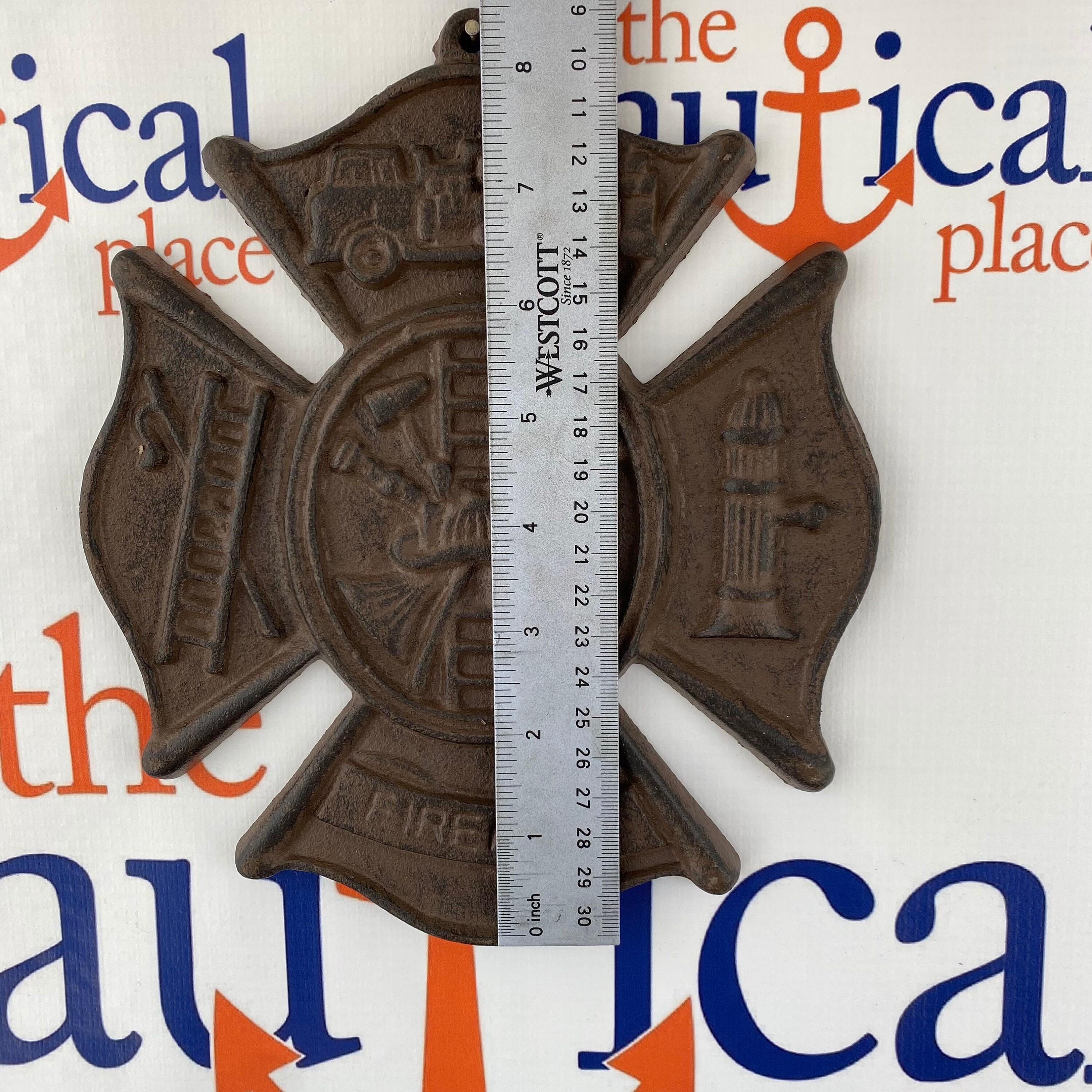 Cast Iron Fireman Plaque - Firetruck, Ladder, Hydrant - Hanging Fireman ...