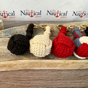 Monkey Fist Rope Knot Key Chain W/ Brass Shackle - 4.5" Long -hand Tied ...