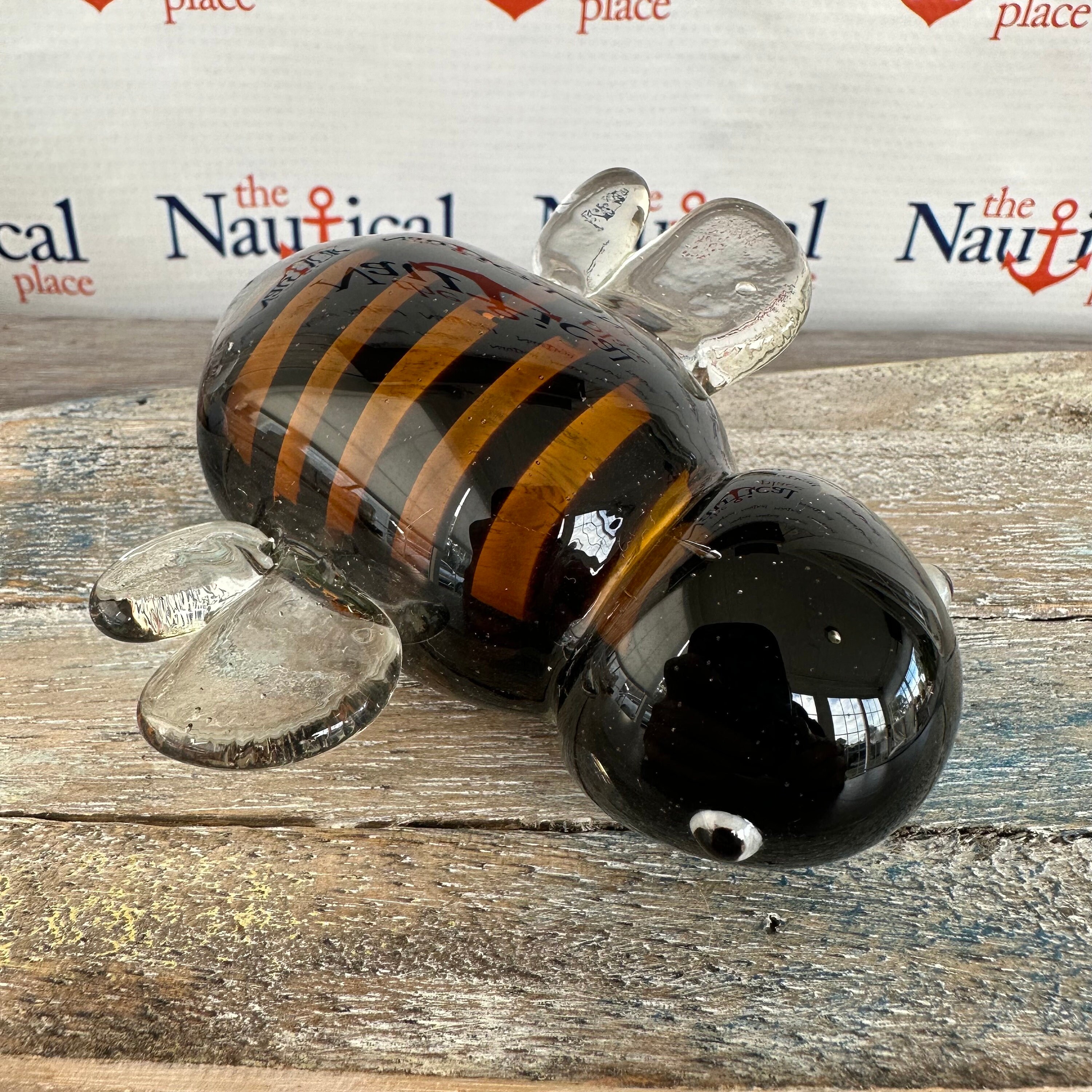 4.5 Glass Bumblebee Figurine - Yellow & Black Accents - Hand Blown ...