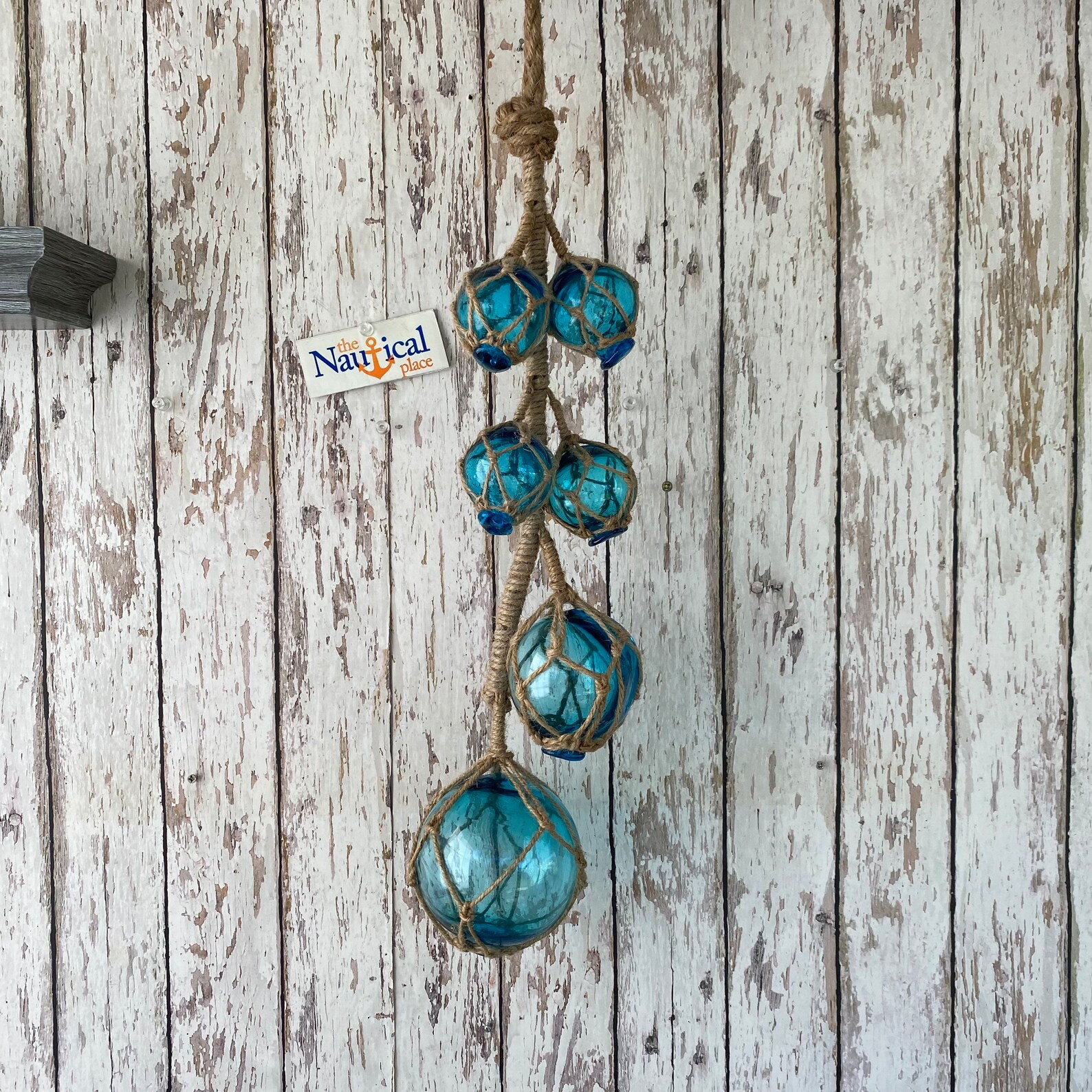 Glass Fishing Floats on Rope Fish Net Buoy Ball Nautical - Etsy