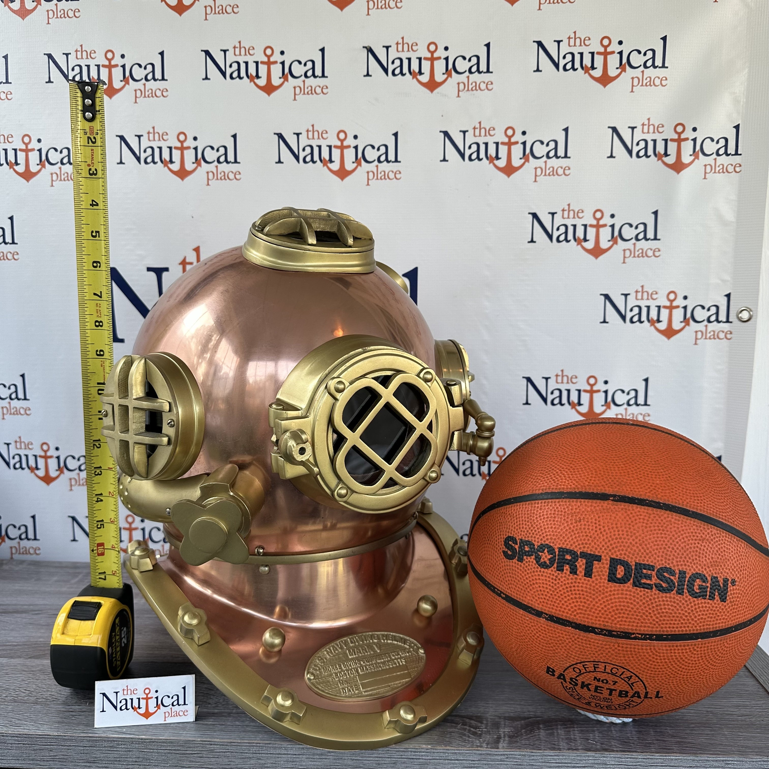 Copper & Antique Brass Finish Diver Helmet, Full Size Mark V Diving ...