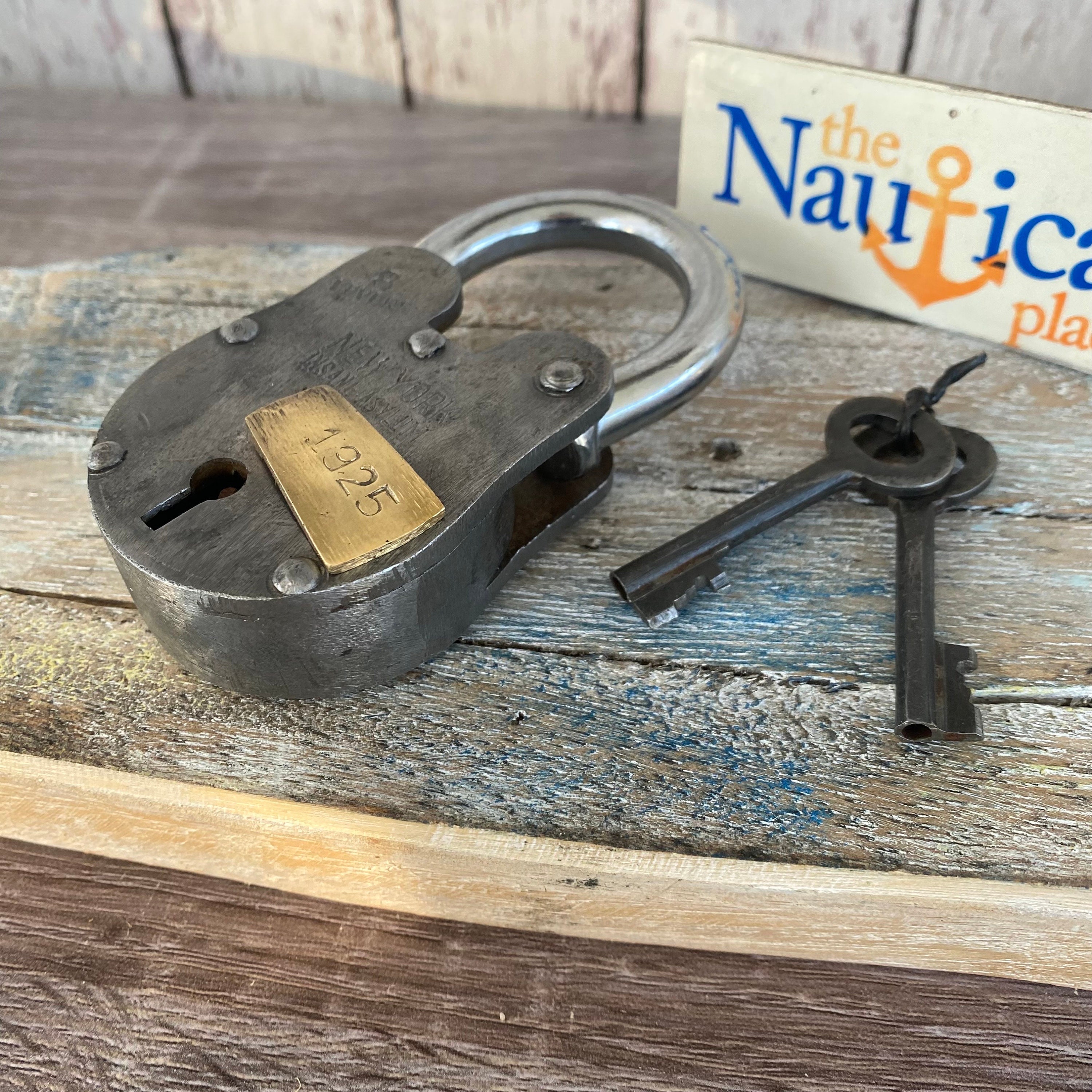 Old Style Iron Lock and Keys w/ Brass Keyhole Cover - Insane Asylum ...