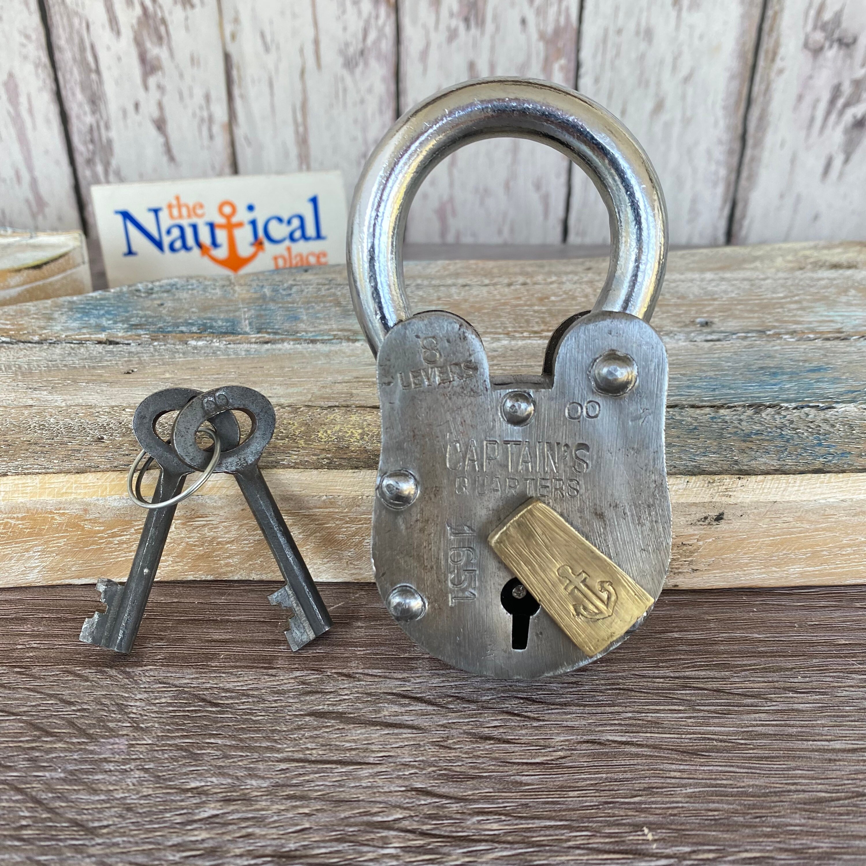 Old Style Iron Lock and Keys w/ Brass Keyhole Cover - Captain's ...