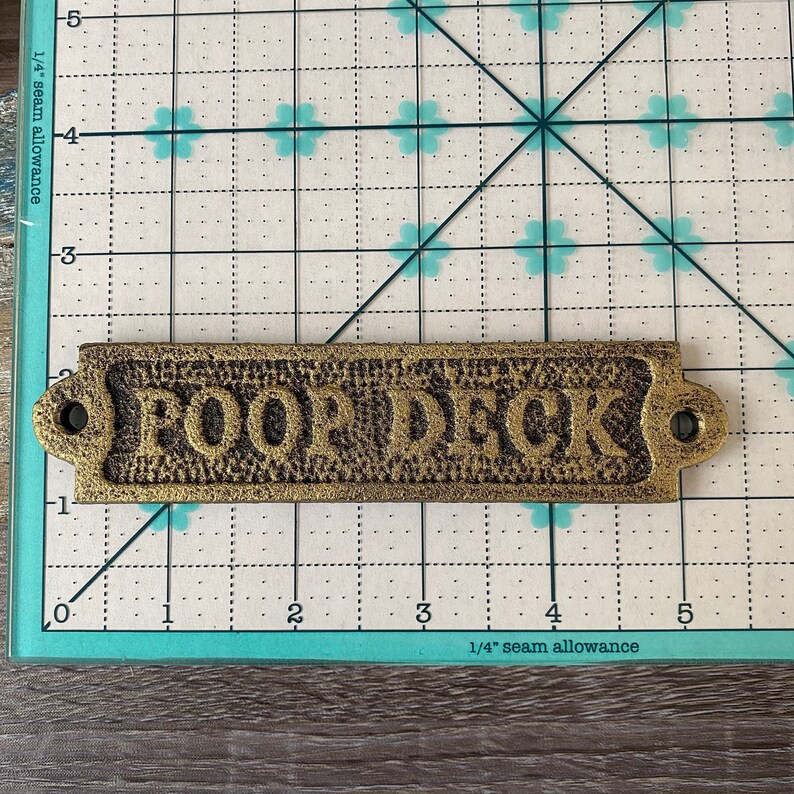 Poop Deck Sign Antique Brass Finish Nautical Decor Cast - Etsy