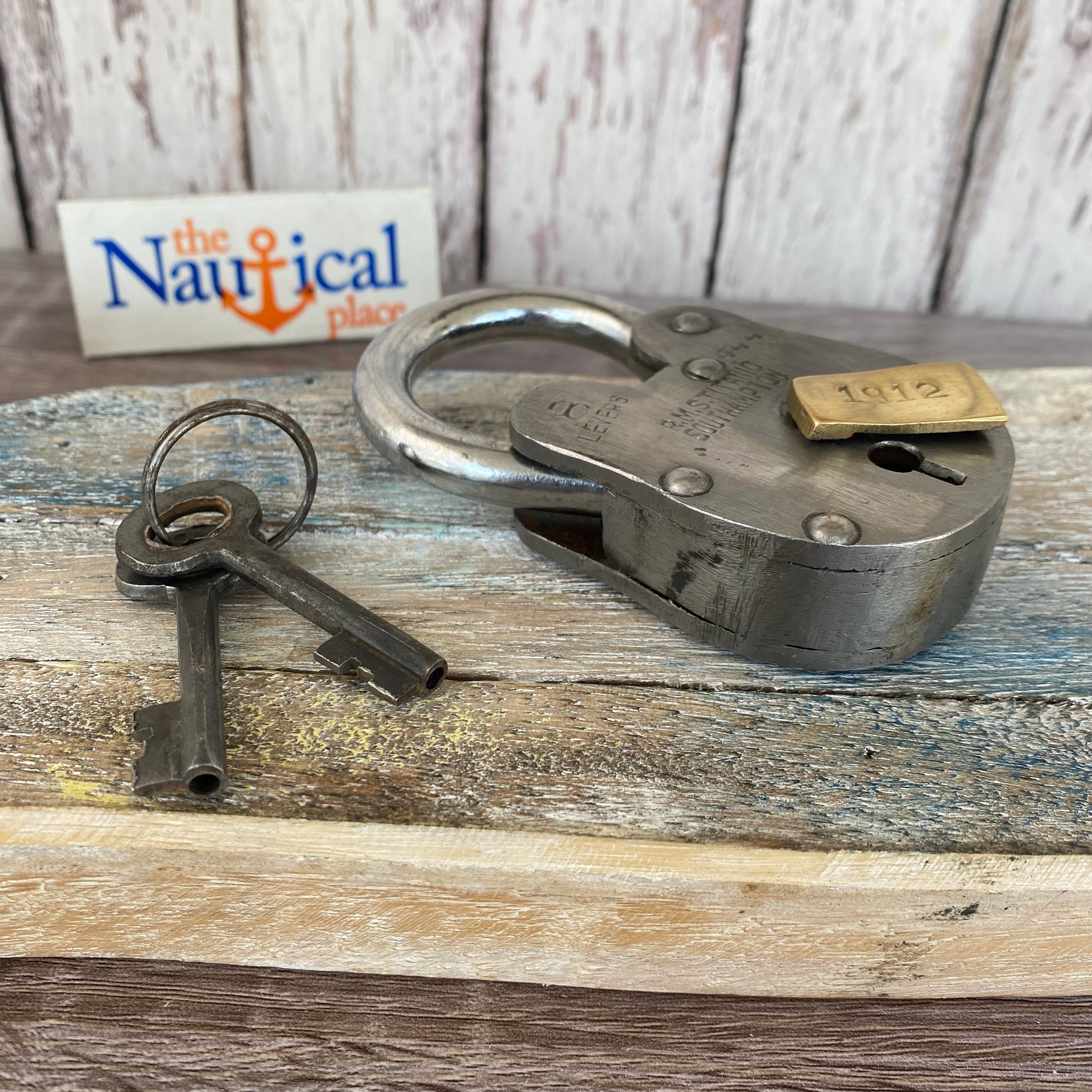 Old Style Iron Lock and Keys w/ Brass Keyhole Cover - RMS Titanic ...