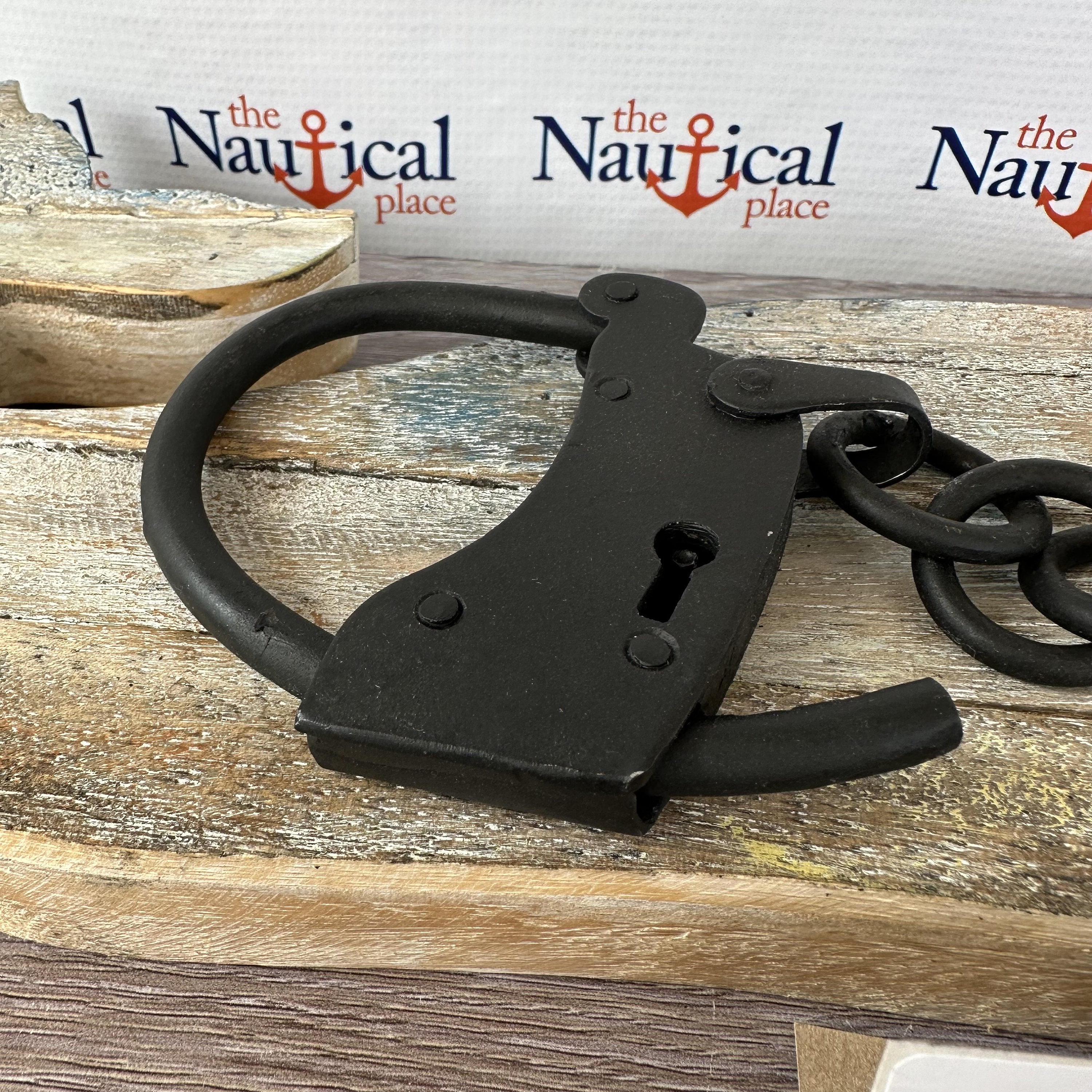 Iron Hand Cuffs and Key - Old Vintage Style Shackles - Police Jailer ...