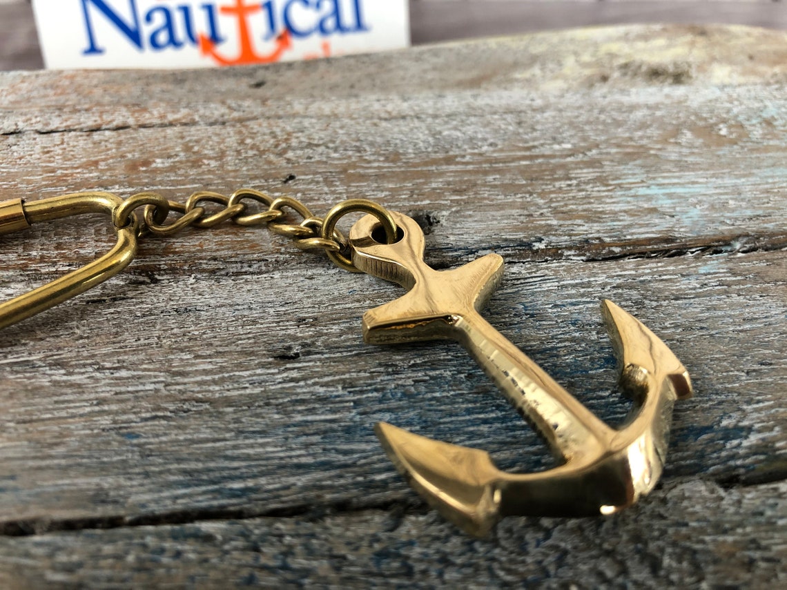 Brass Anchor Keychain Old Vintage Antique Style Miniature | Etsy