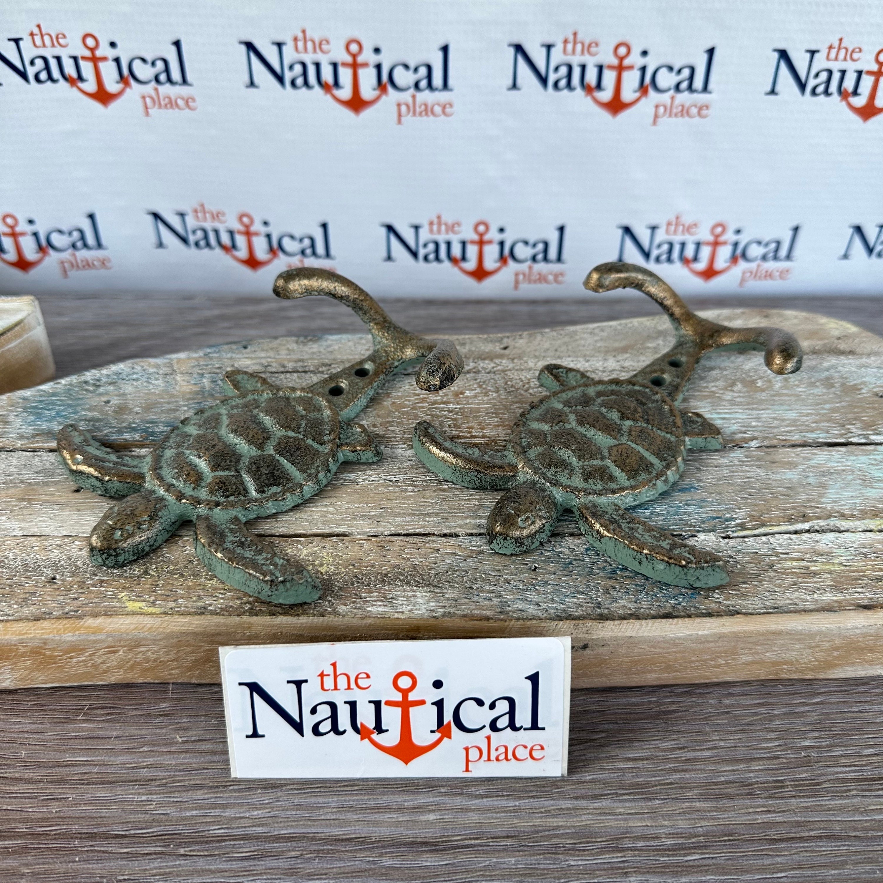 2 x Cast Iron Sea Turtle Wall Hooks - Towel Hanger - Coat, Hat, Key ...