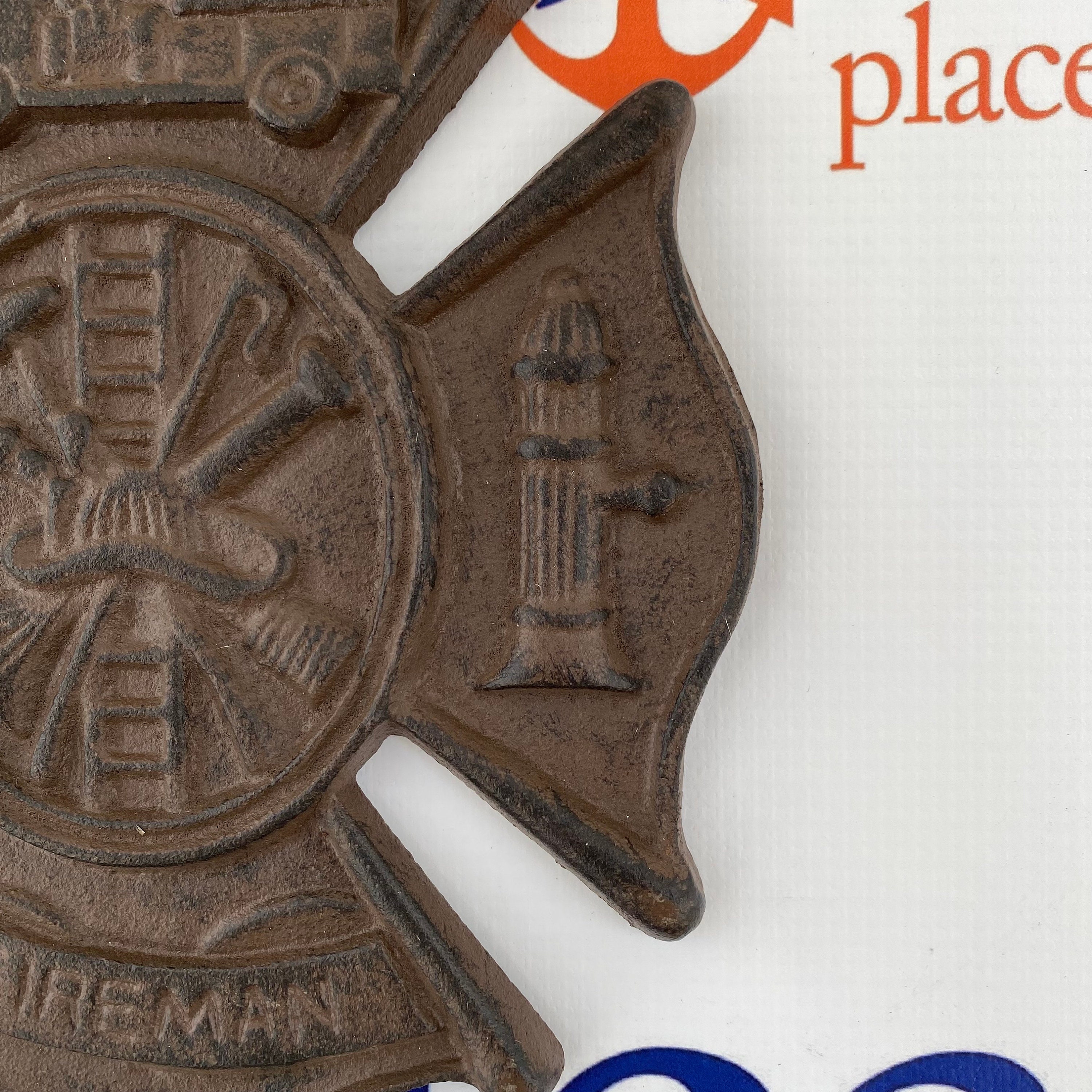 Cast Iron Fireman Plaque - Firetruck, Ladder, Hydrant - Hanging Fireman ...