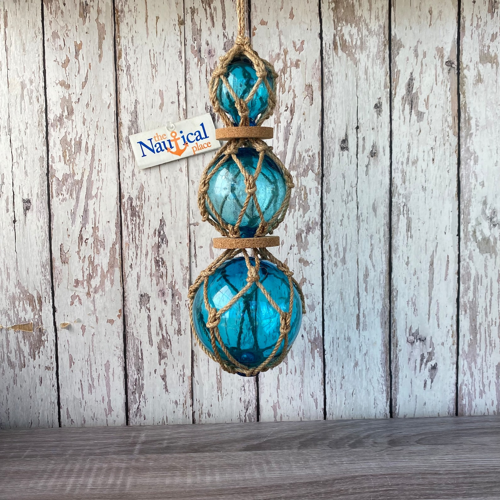 Glass Fishing Floats on Rope Fish Net Buoy Ball Nautical - Etsy