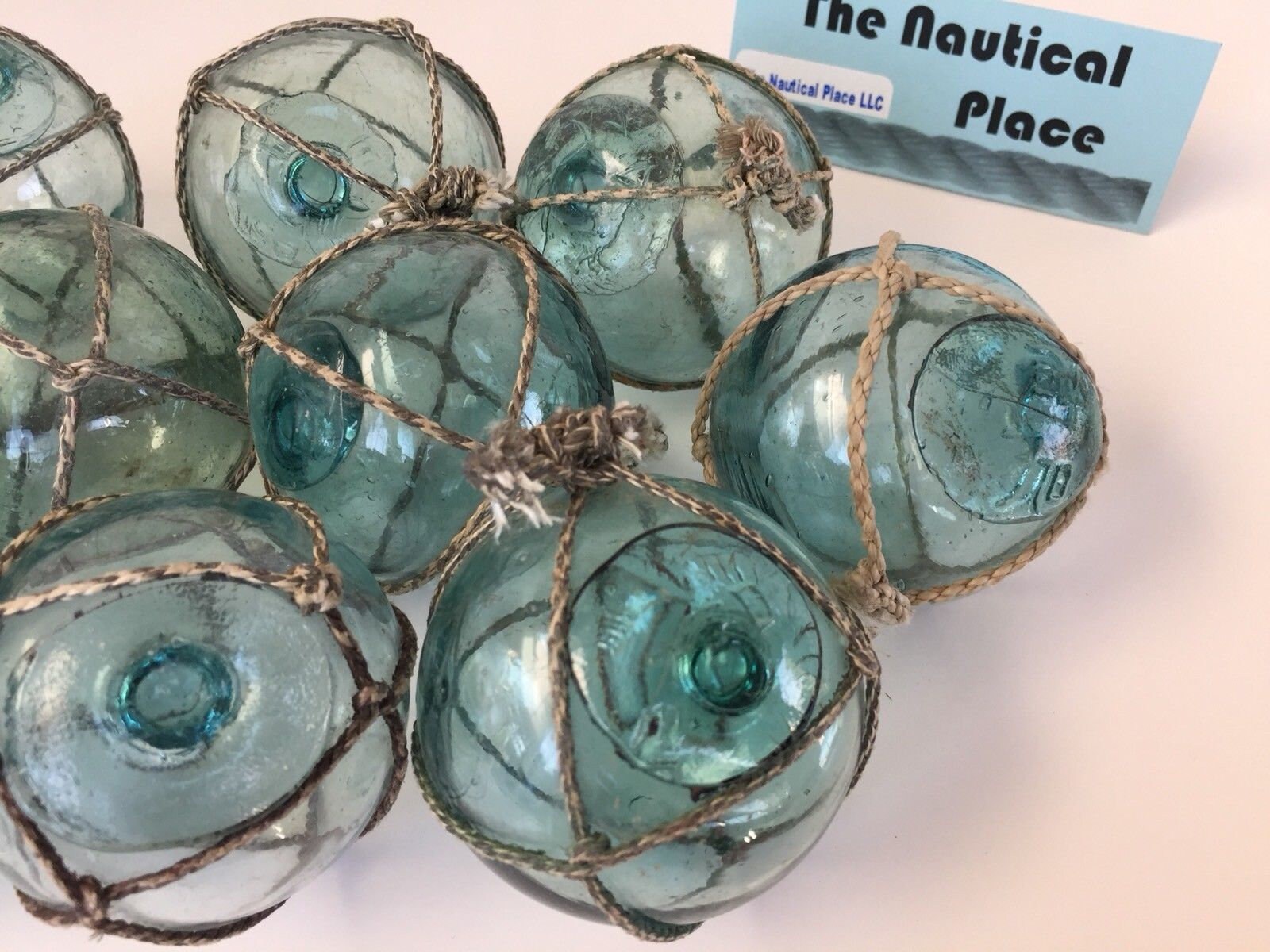 2.5 Japanese Glass Floats w/ Netting, Vintage Fishing Buoys From Japan ...