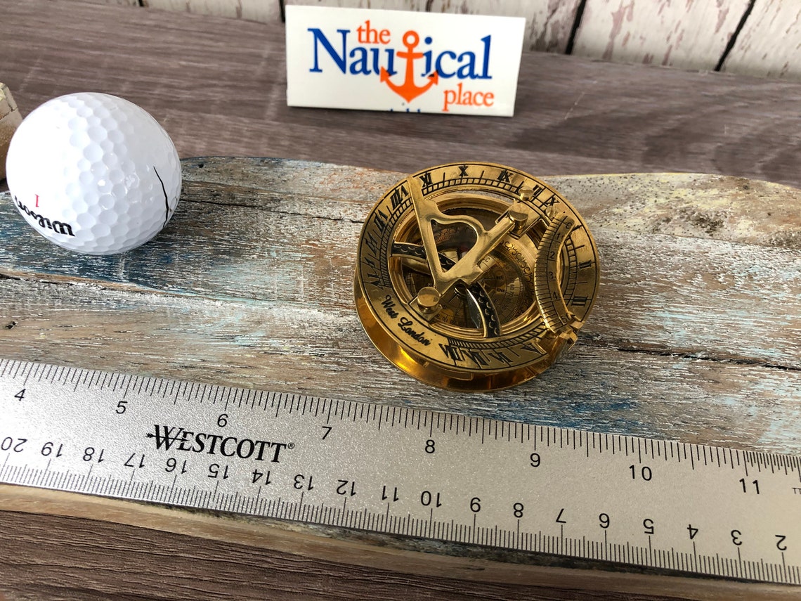 Brass Sundial Desk Compass Old Vintage Antique Pocket Style | Etsy
