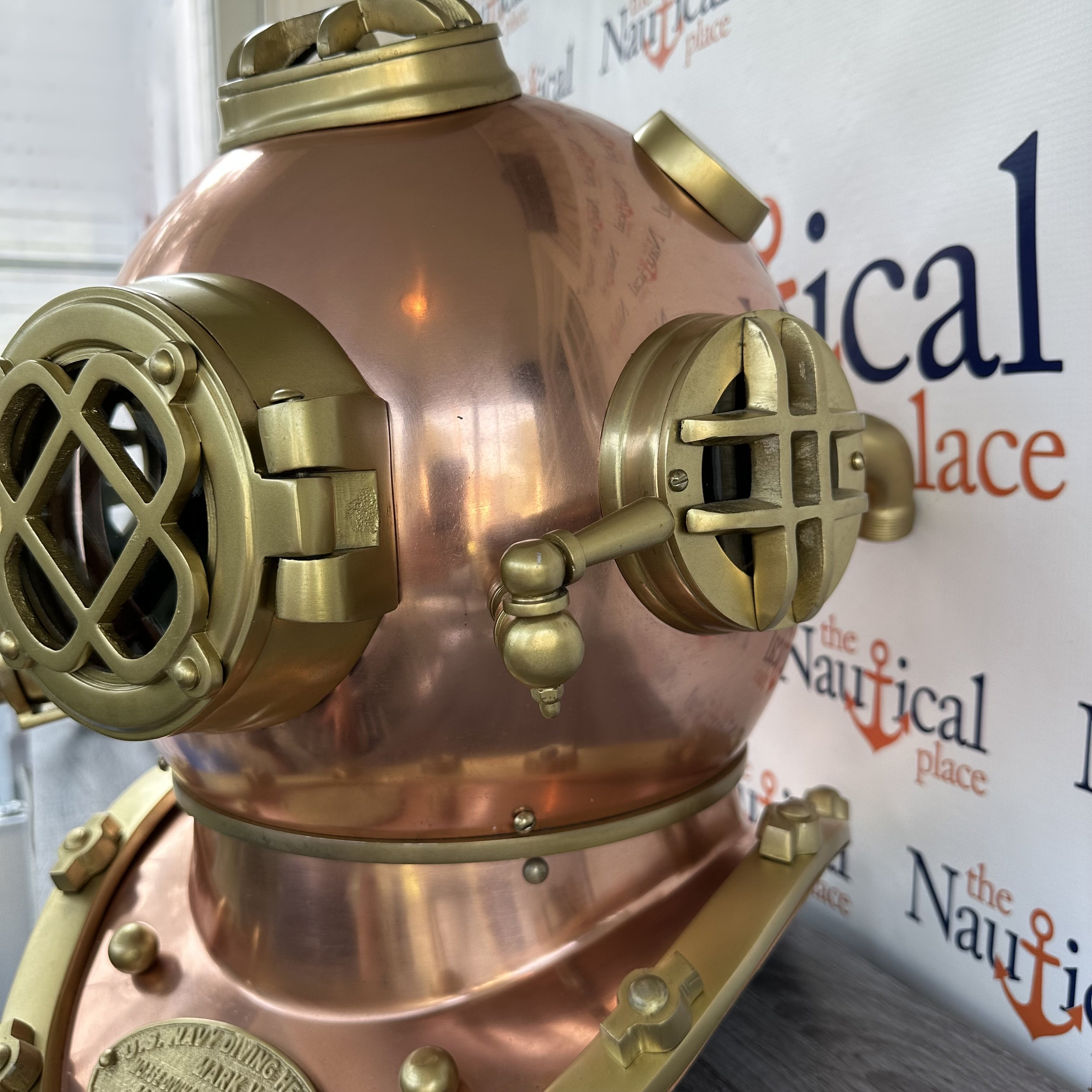 Copper & Antique Brass Finish Diver Helmet, Full Size Mark V Diving ...
