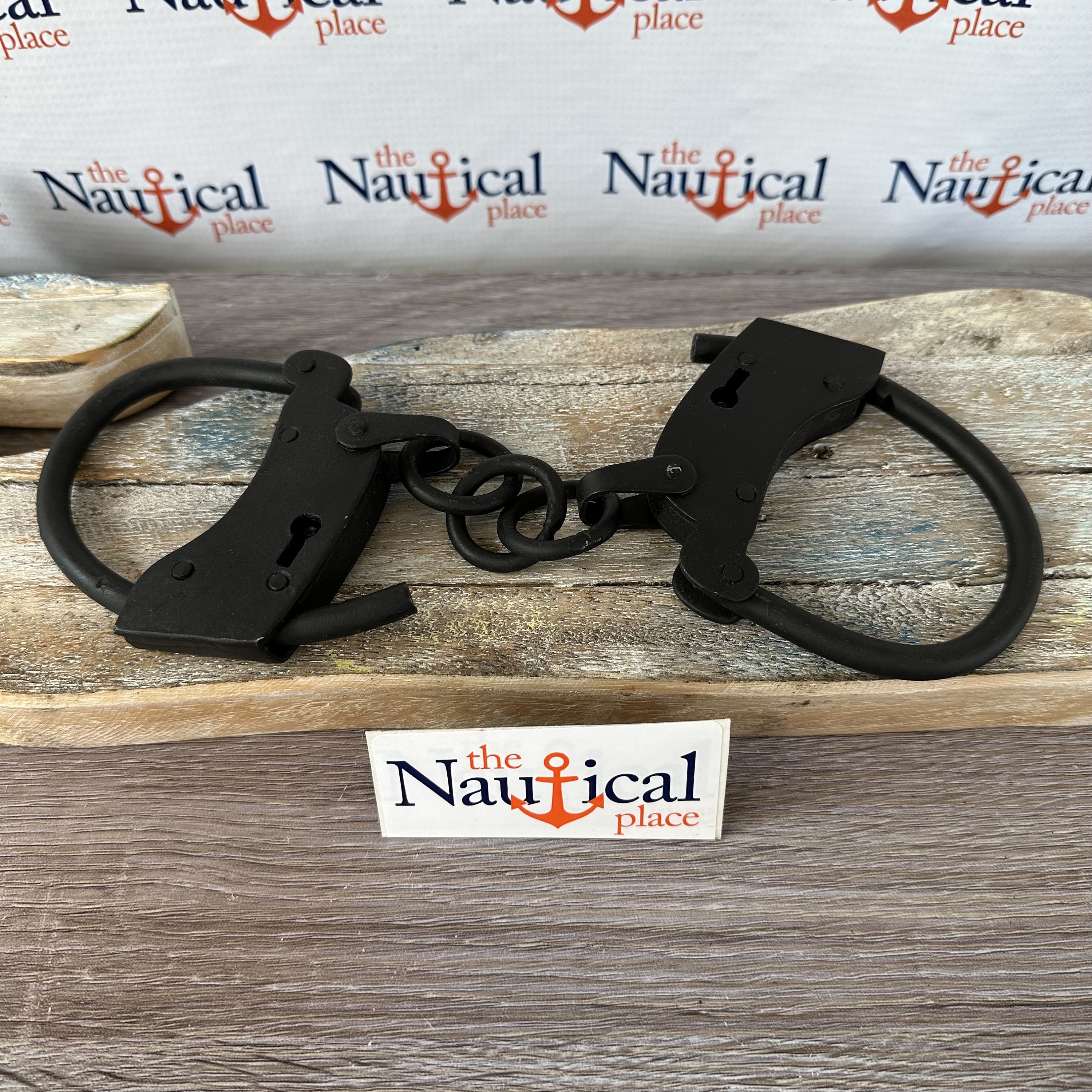 Iron Hand Cuffs and Key - Old Vintage Style Shackles - Police Jailer ...