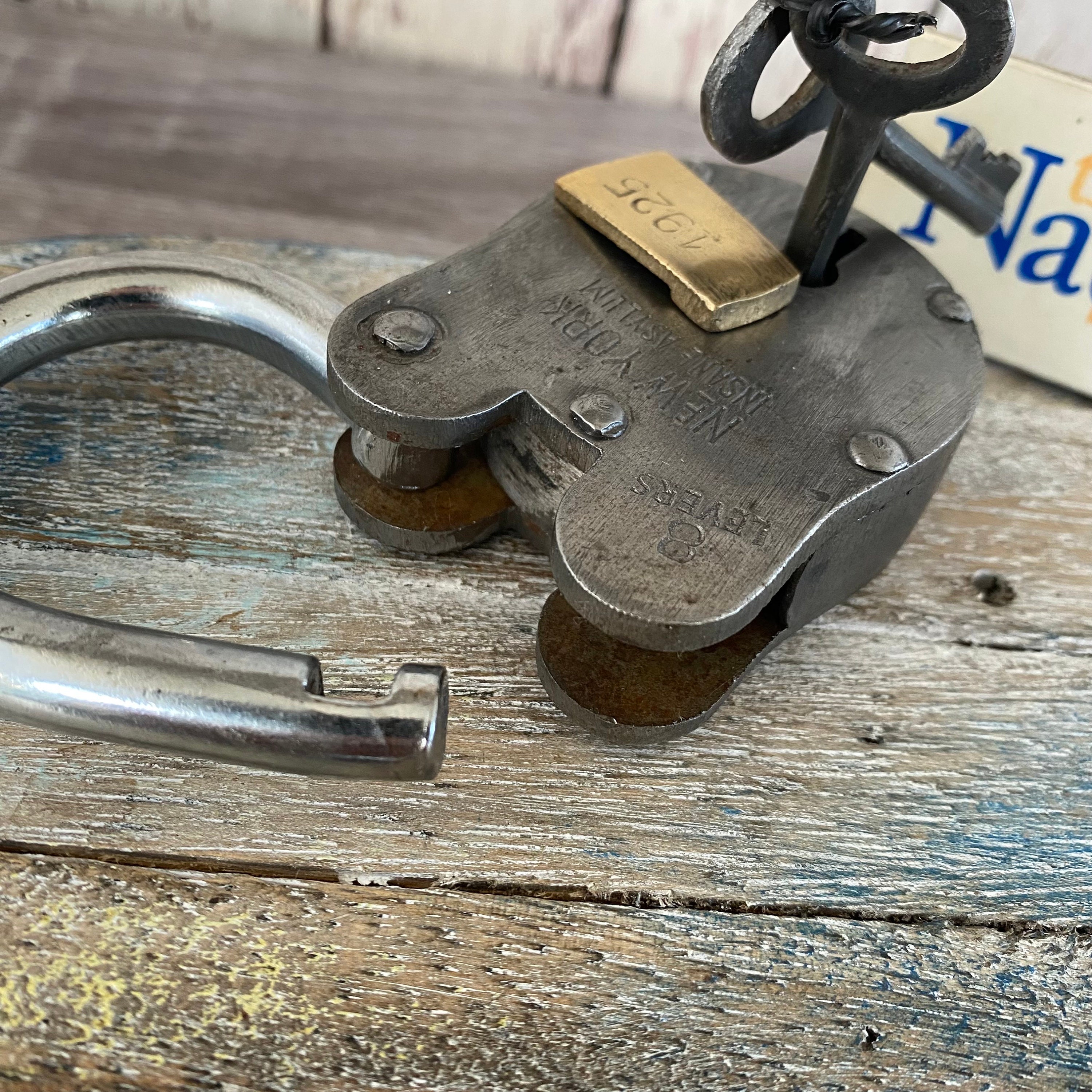 Old Style Iron Lock and Keys w/ Brass Keyhole Cover - Insane Asylum ...