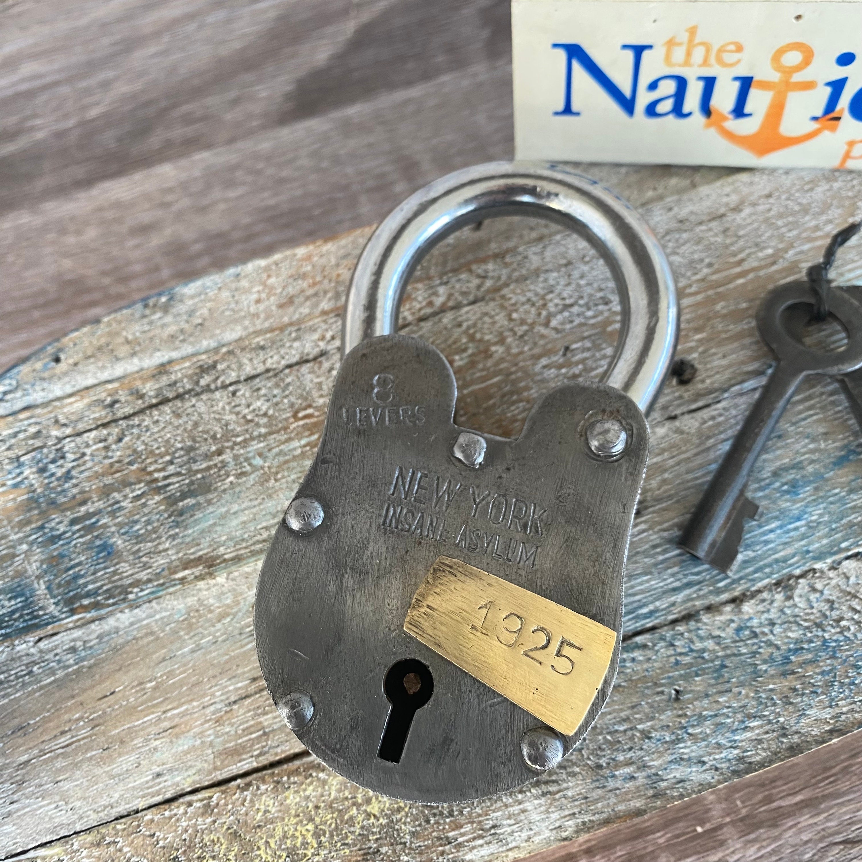 Old Style Iron Lock and Keys w/ Brass Keyhole Cover - Insane Asylum ...