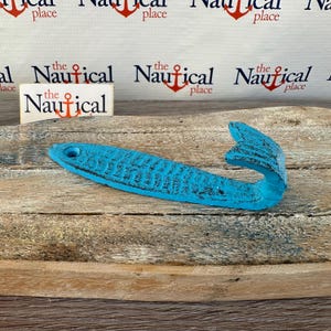 5" Cast Iron Fish Tail Wall Hook - Distressed White, Blue, Green ...