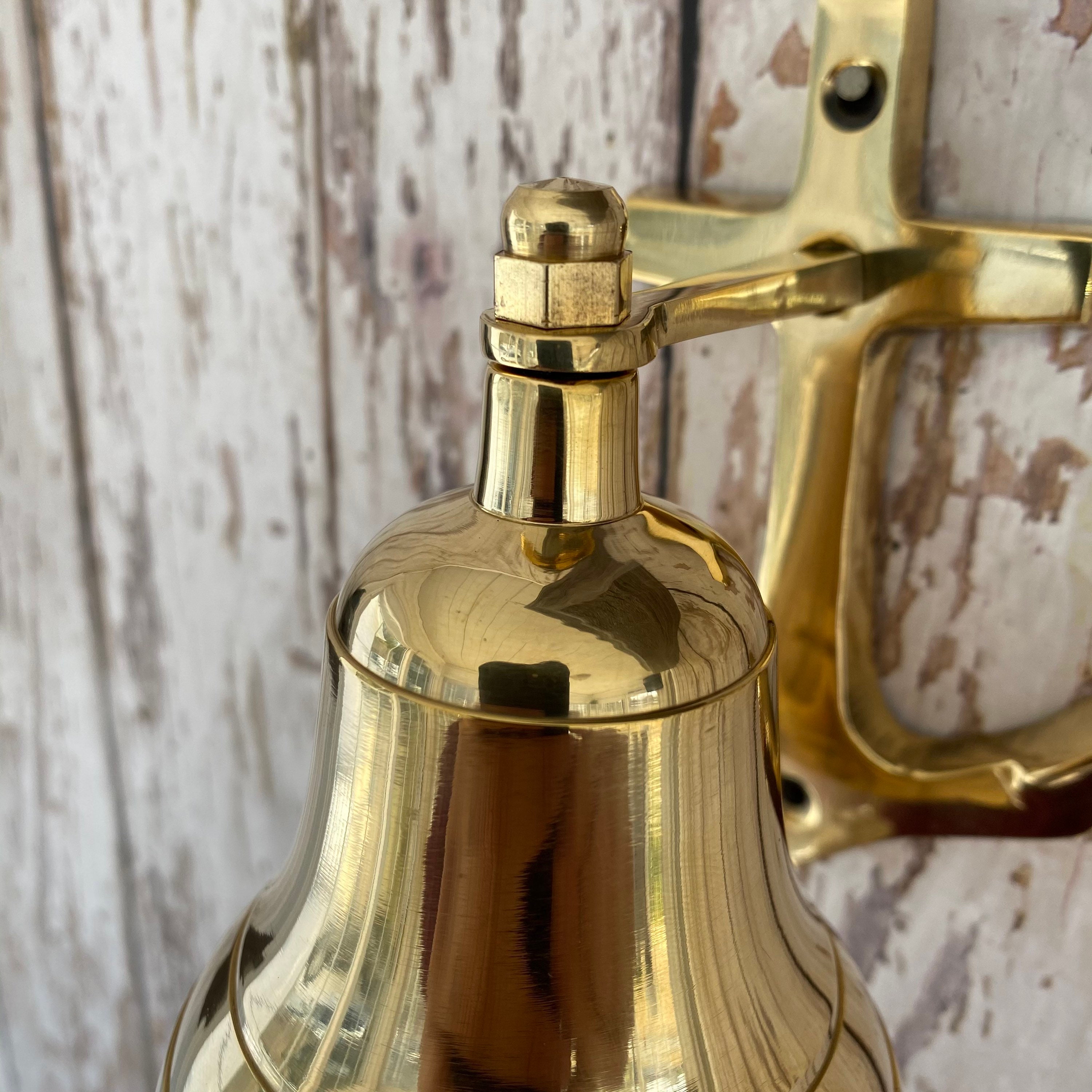 Brass Ship Bell w/ Anchor Bracket & Rope Lanyard Pull - Nautical ...