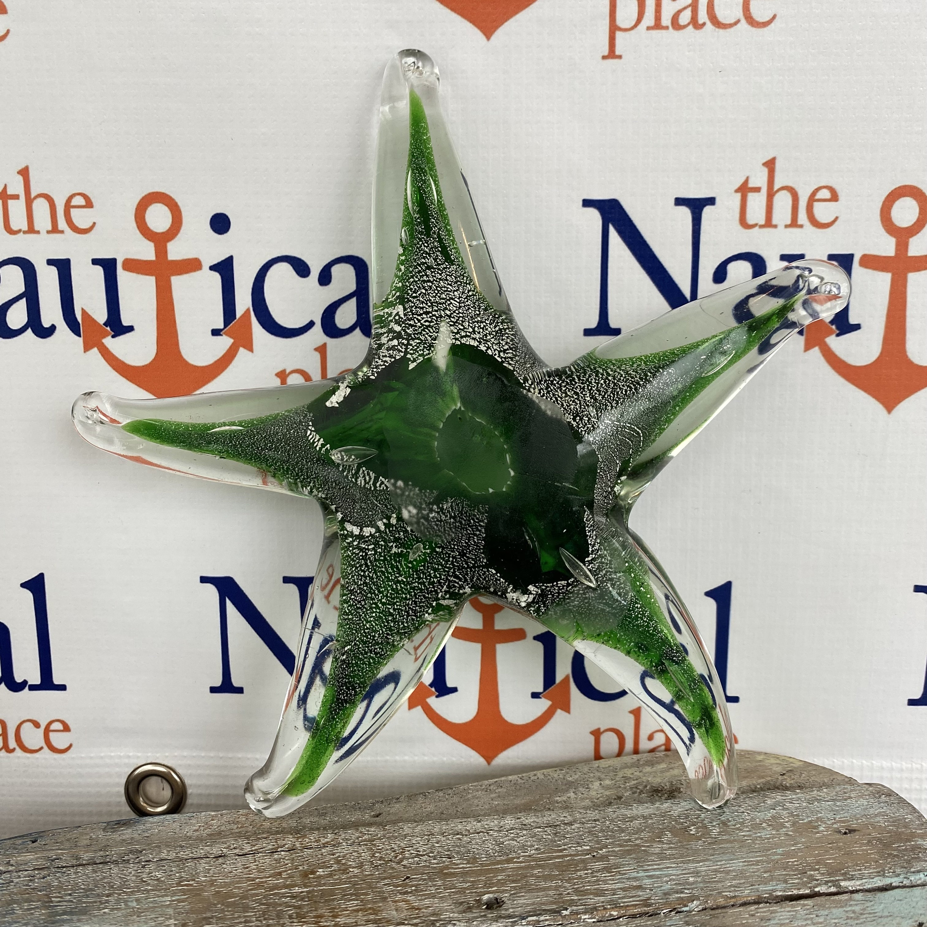 7.5 Glass Green Starfish Figurine / Hand Blown Nautical Paperweight ...