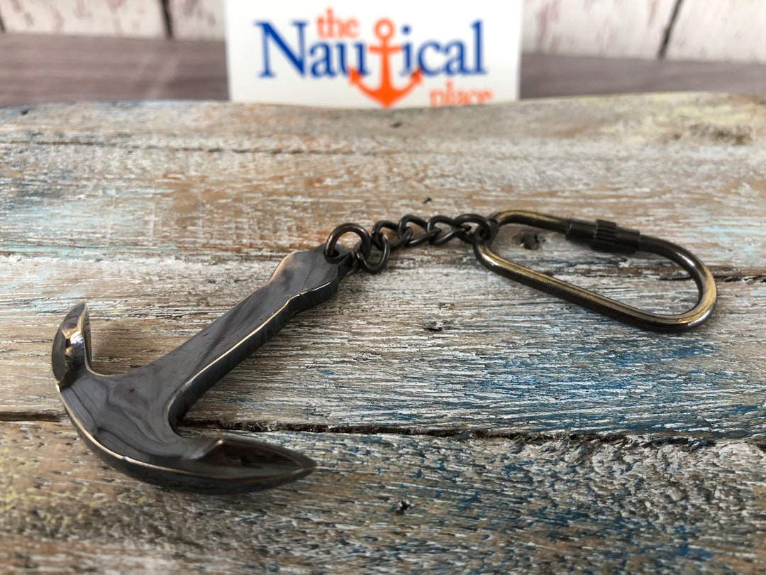 Antique Finish Brass Anchor Keychain - Necklace Pendant - Nautical ...