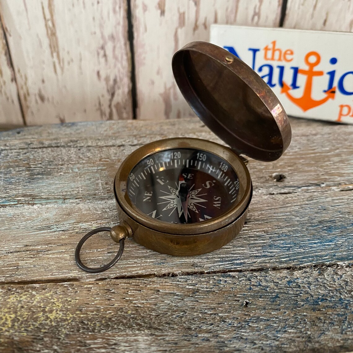 Antique Finish Brass Compass W/ Lid W/ Optional 27 - Etsy