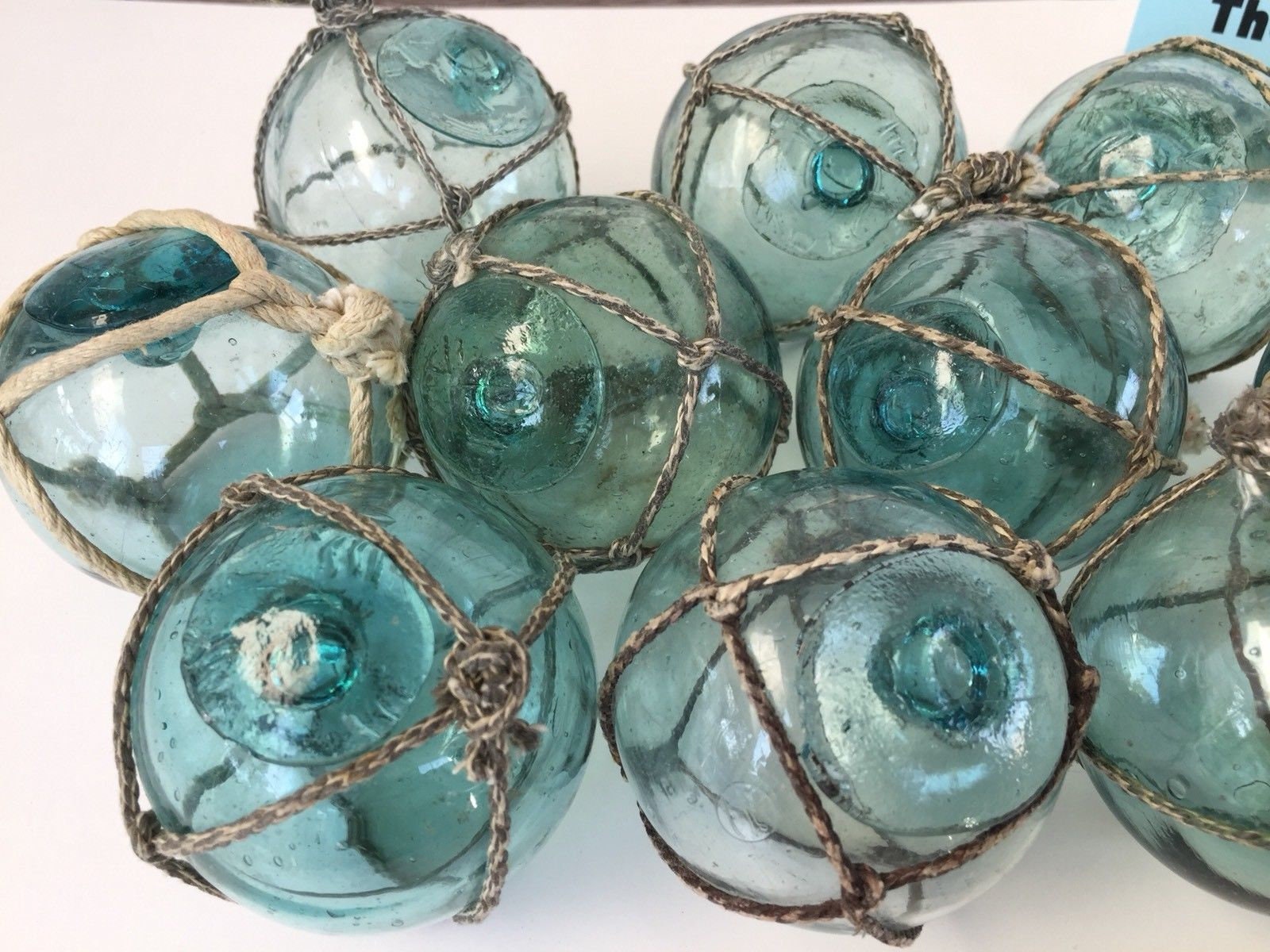 2.5 Japanese Glass Floats w/ Netting, Vintage Fishing Buoys From Japan ...