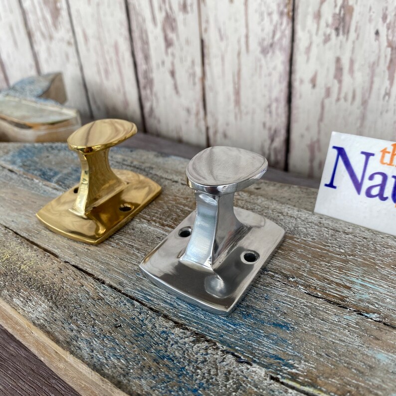 Solid Brass or Aluminum Single Hook Cleat - Nautical Wall Hooks ...