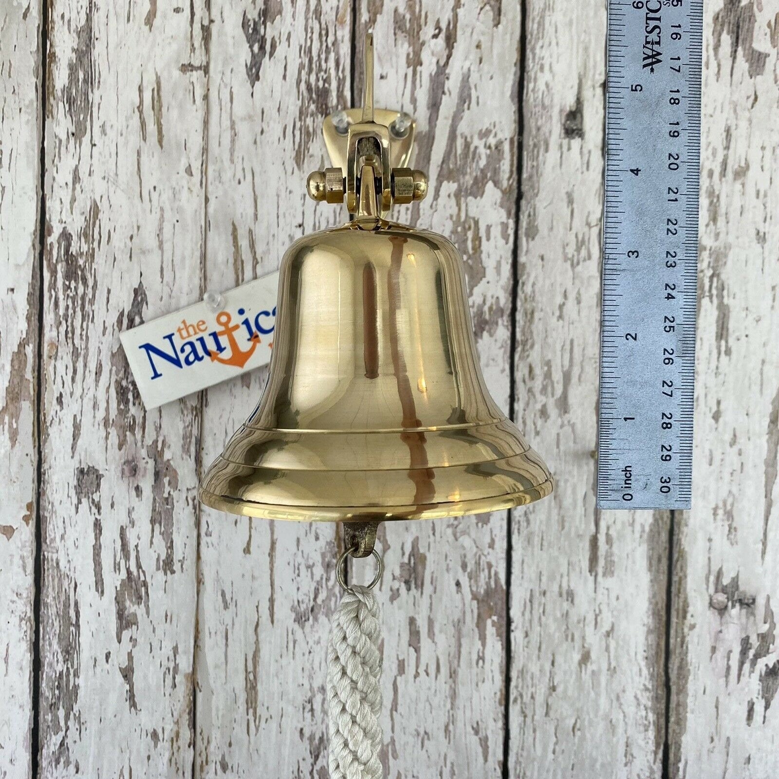 Brass Ship Bell w/ Bracket & Rope Lanyard - Nautical Wall Decor - Loud ...