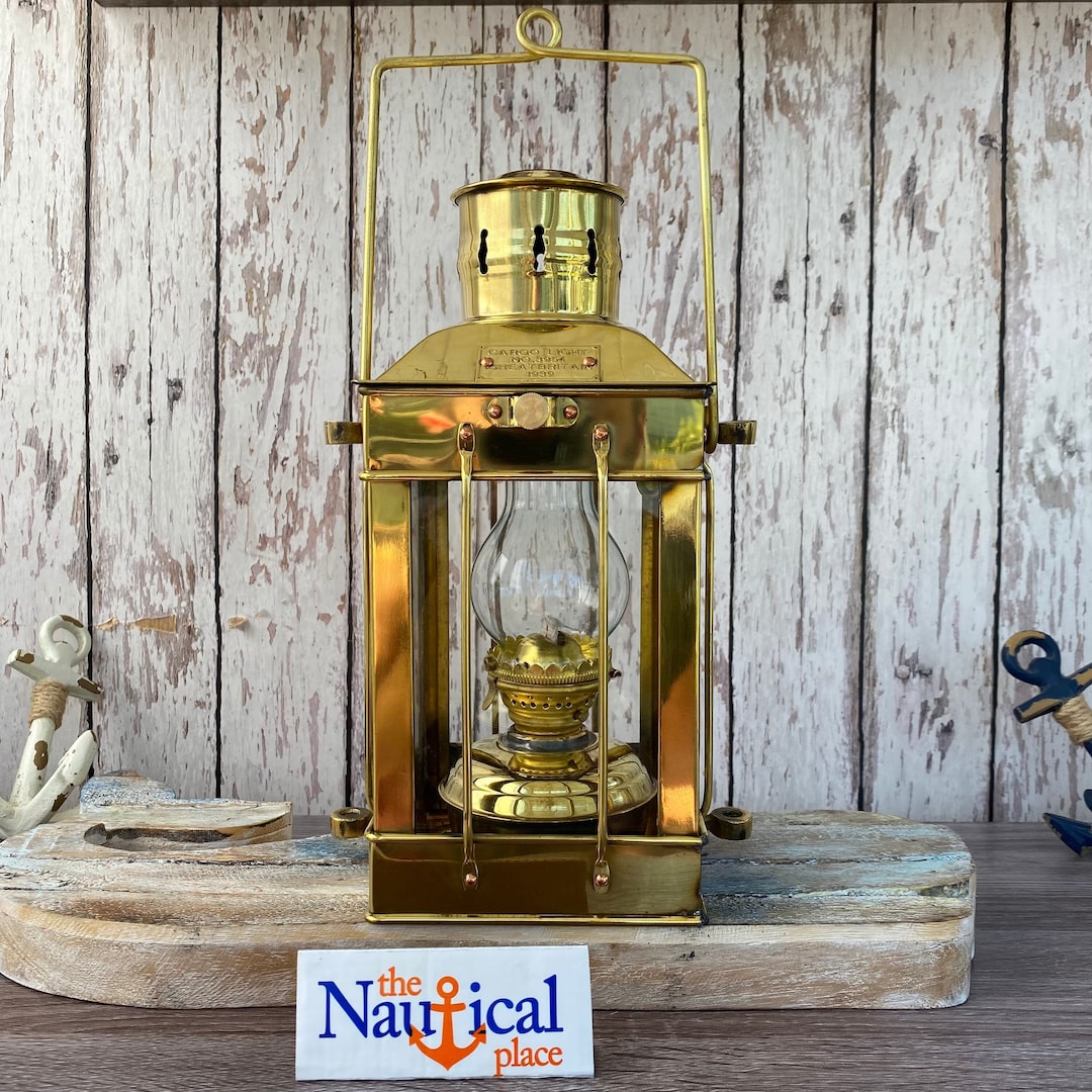 Vintage Brass Ship Cargo Lantern Polished Finish Nautical Oil Lamps ...