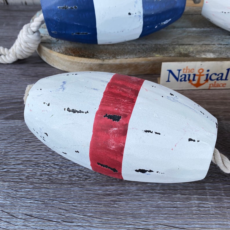 4 Large Wood Fishing Floats on Rope Fish Net Buoys - Etsy