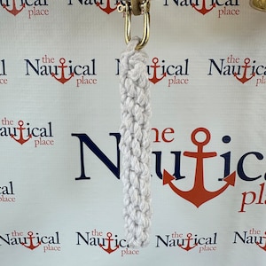Rope Bell Pull W/ 2 Brass Shackles & Ring - Braided Knot Lanyard - Hand ...