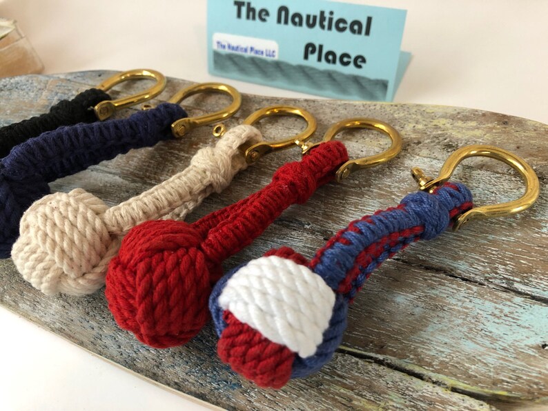 Monkey Fist Rope Knot Key Chain W/ Brass Shackle 4.5 - Etsy