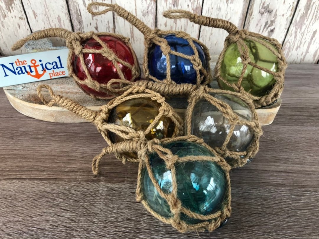 3" Glass Fishing Floats - Fish Net Buoy Decor - Red, Blue, Green, Clear ...