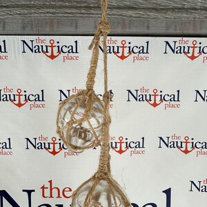 6 Clear Glass Fishing Floats on Rope - Fish Net Buoy Ball - Nautical ...