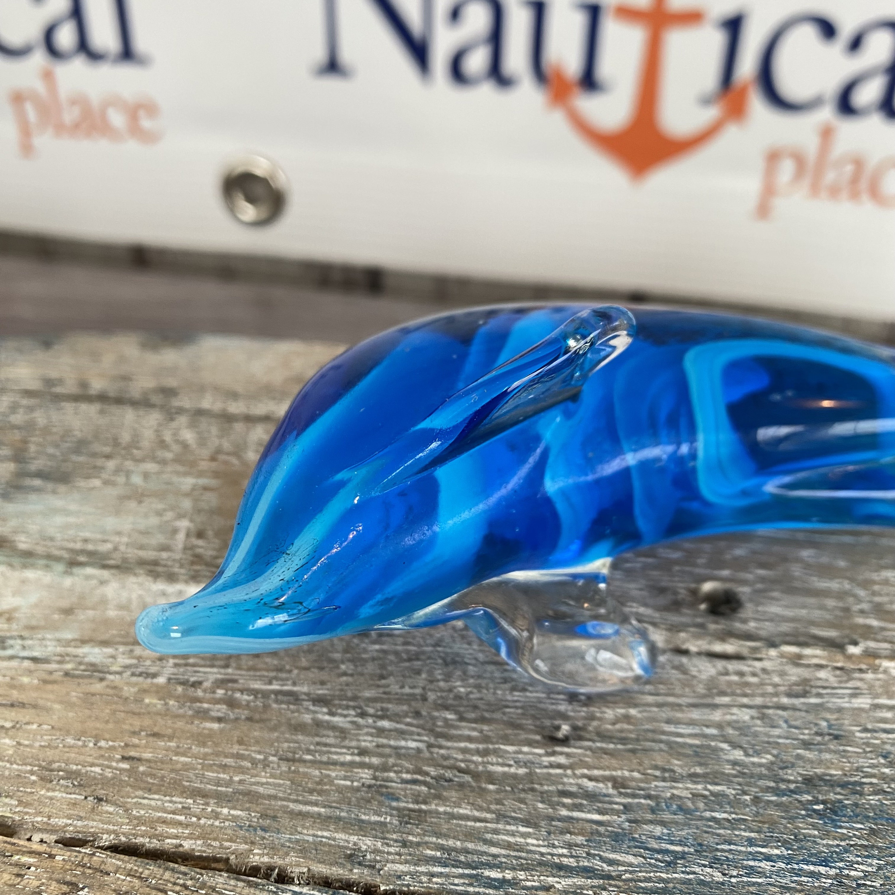 4 Glass Blue Dolphin Figurine / Hand Blown Nautical Paperweight ...