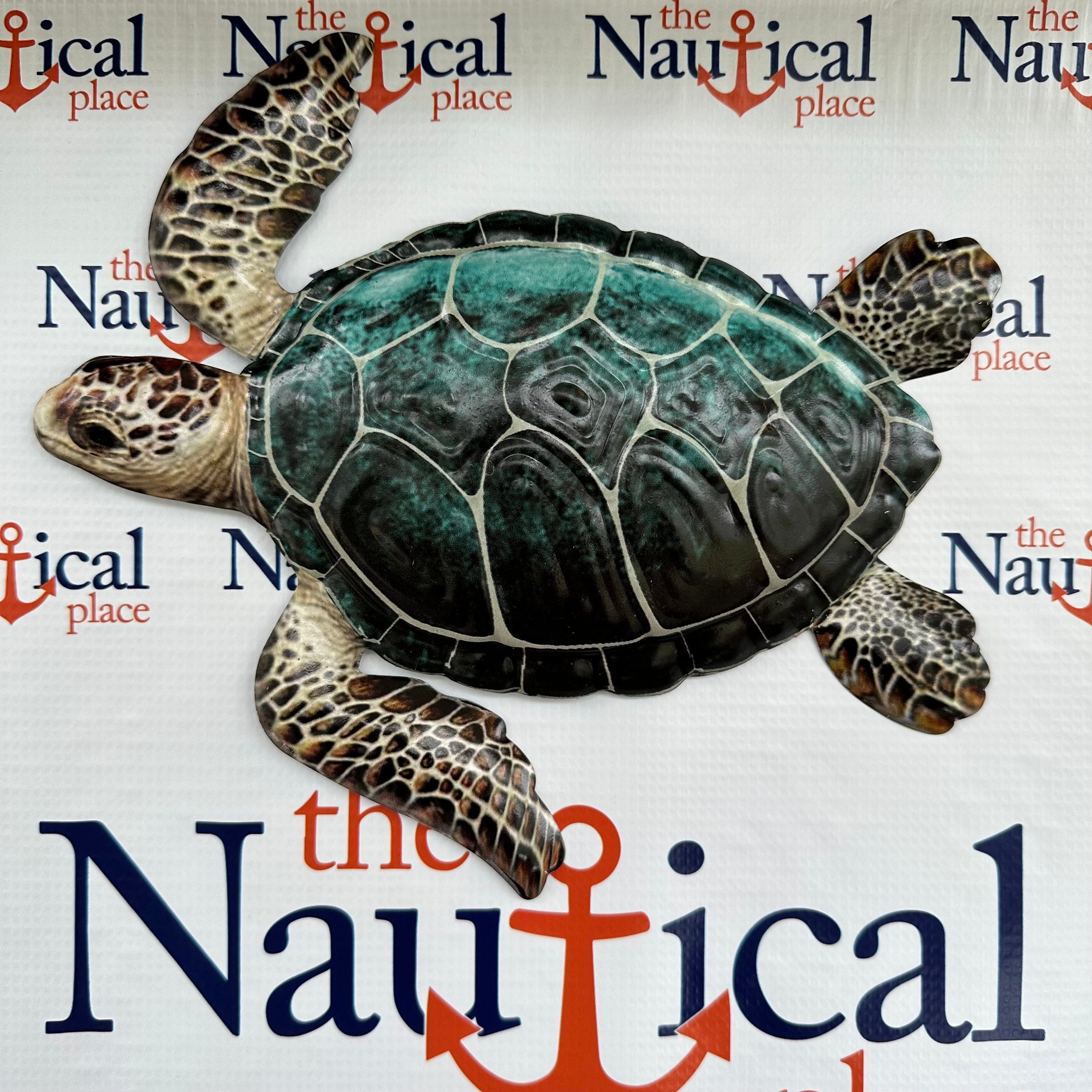 Metal Sea Turtle Plaque - Natural Color - Bathroom, Pool House Wall ...