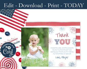 Editable July 4th 1st Birthday Party Invitation Independence - Etsy