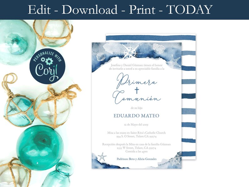 Editable Primera Comunión Invitation Spanish 1st Communion - Etsy