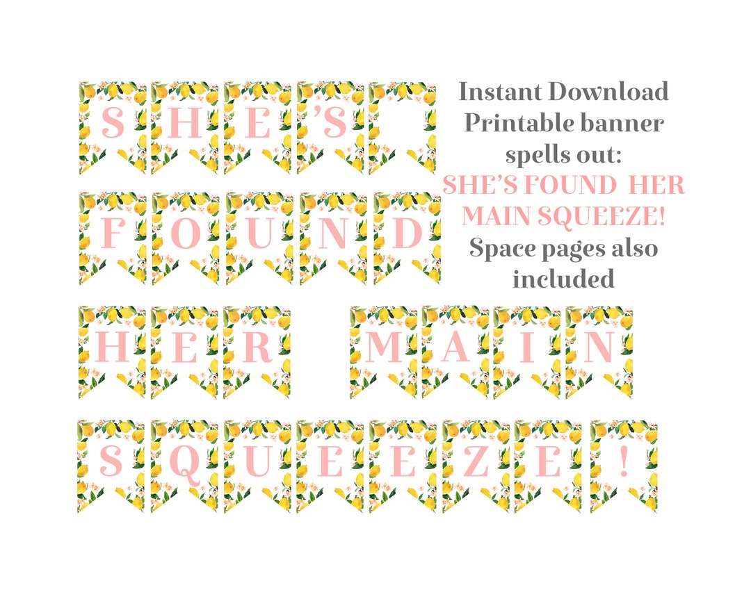 Main Squeeze Banner, Lemons Bridal Shower Decor, She's Met Her Main ...