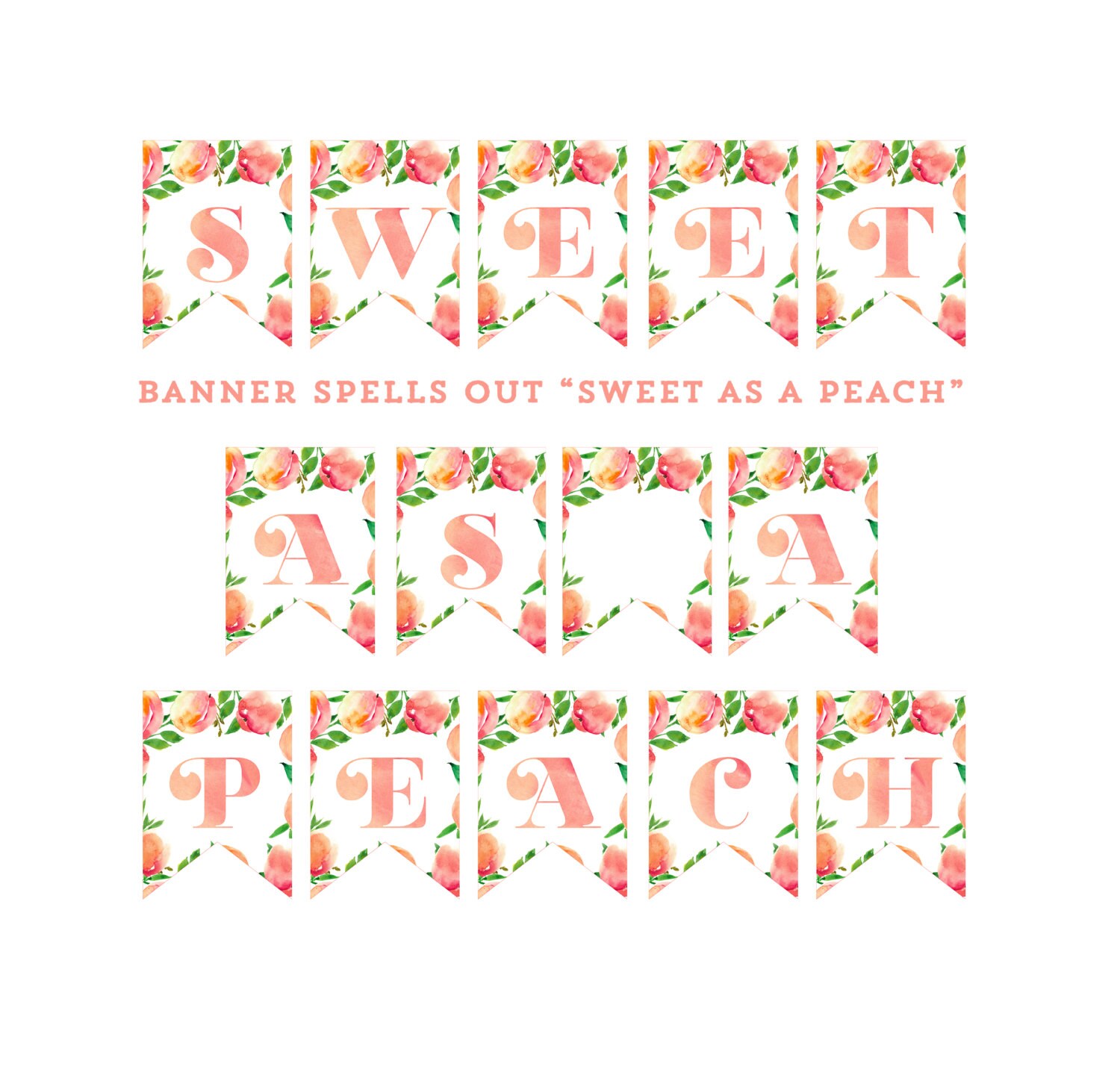 DIY printable banner Sweet as a Peach banner Sweet Peach | Etsy
