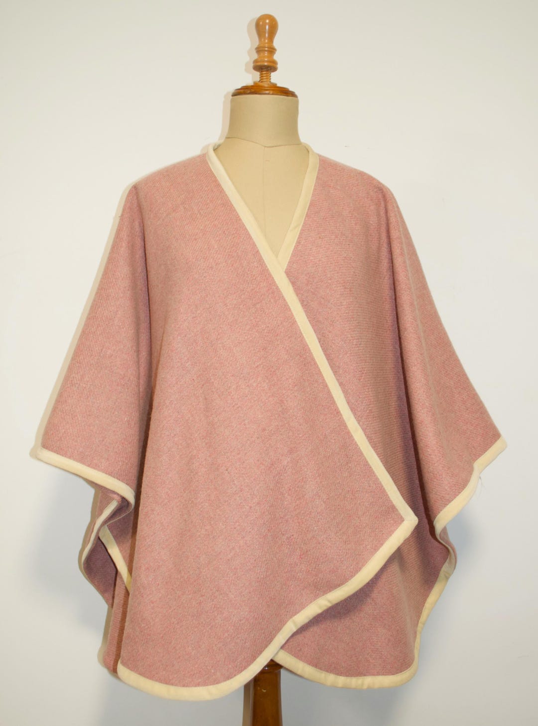 Ruana Astrid - Handmade Blush Pink Oatmeal, Recycled Wool Ruana/poncho ...
