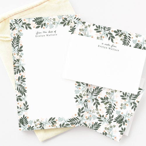 Personalized Note Cards Stationery Set Illustrated and Hand - Etsy