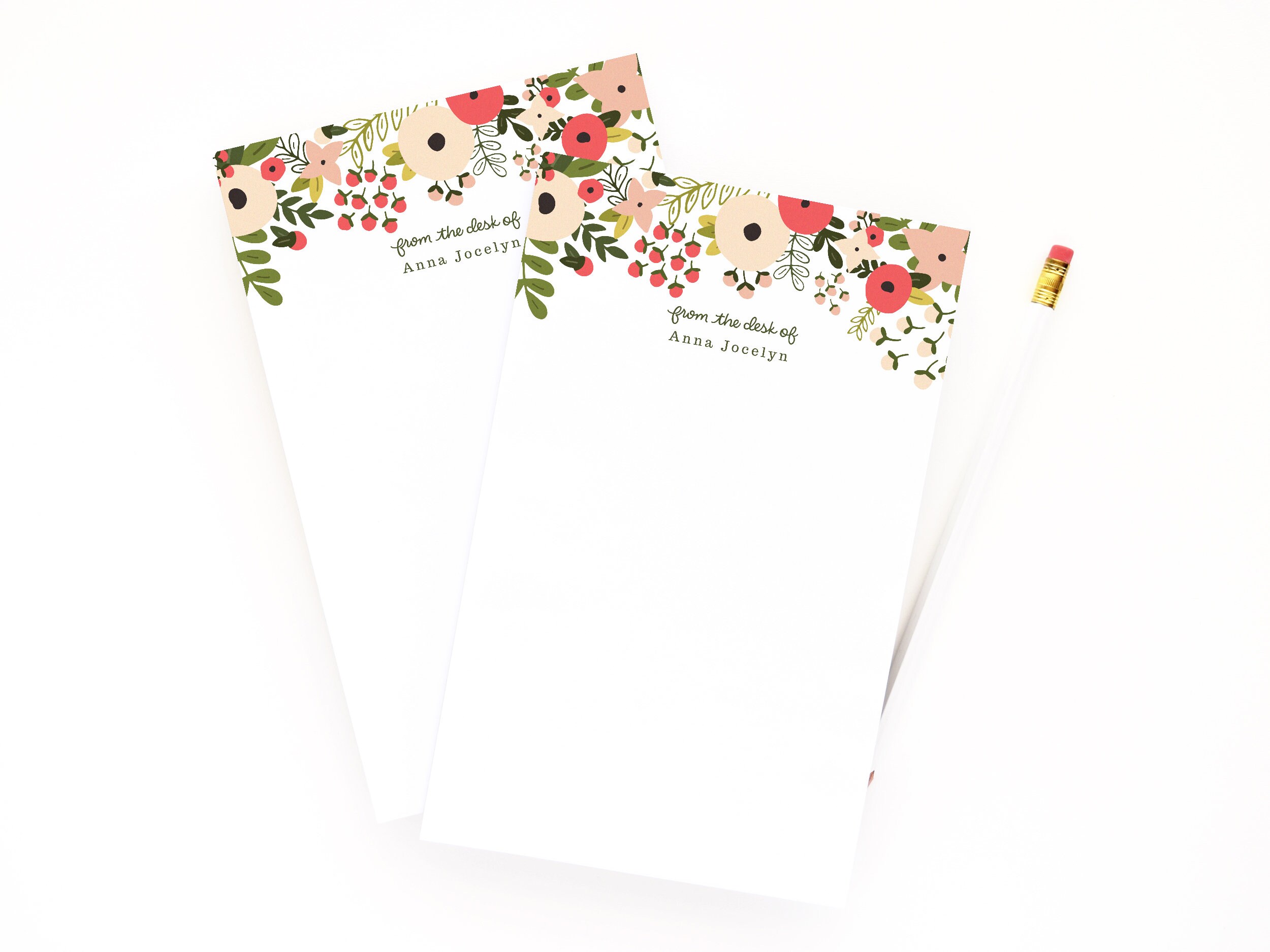 Personalized Notepad Large Floral Illustrated Custom | Etsy